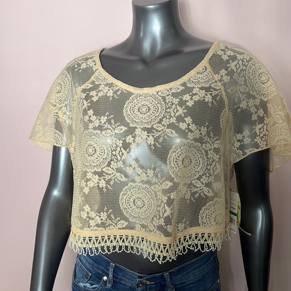 ONE WORLD | Tops | Nwt One World Stone Color Boho Sheer Lace Beaded ...